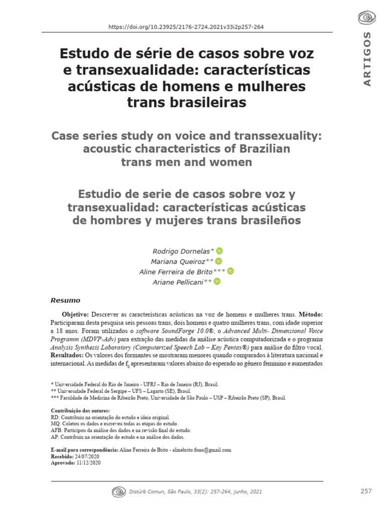 características acústicas de homens e mulheres trans brasileiras | PDF ...