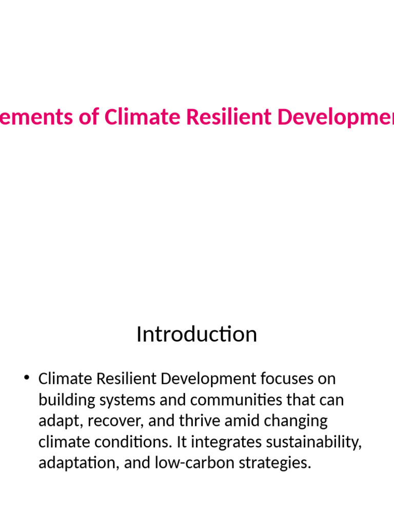 Key Elements of Climate Resilient Development | PDF