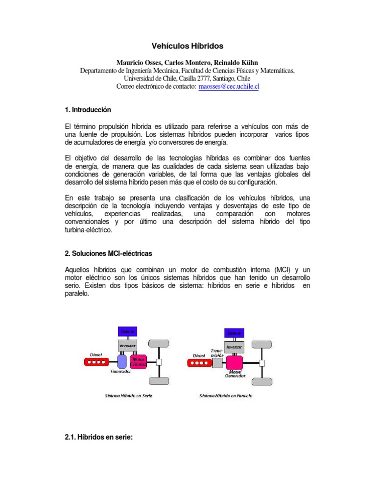 Clasificación Y Tecnología De Vehículos Híbridos Pdf Vehículo