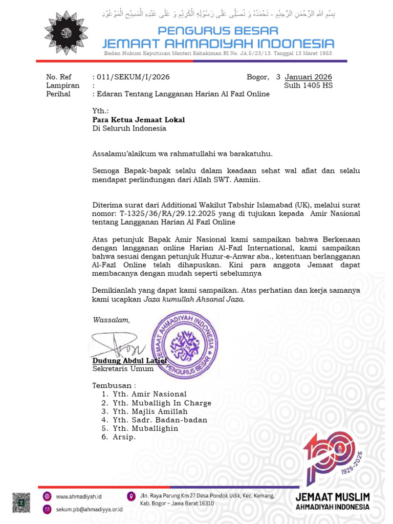 Edaran Langganan Al-Fazl Online 2026 | PDF
