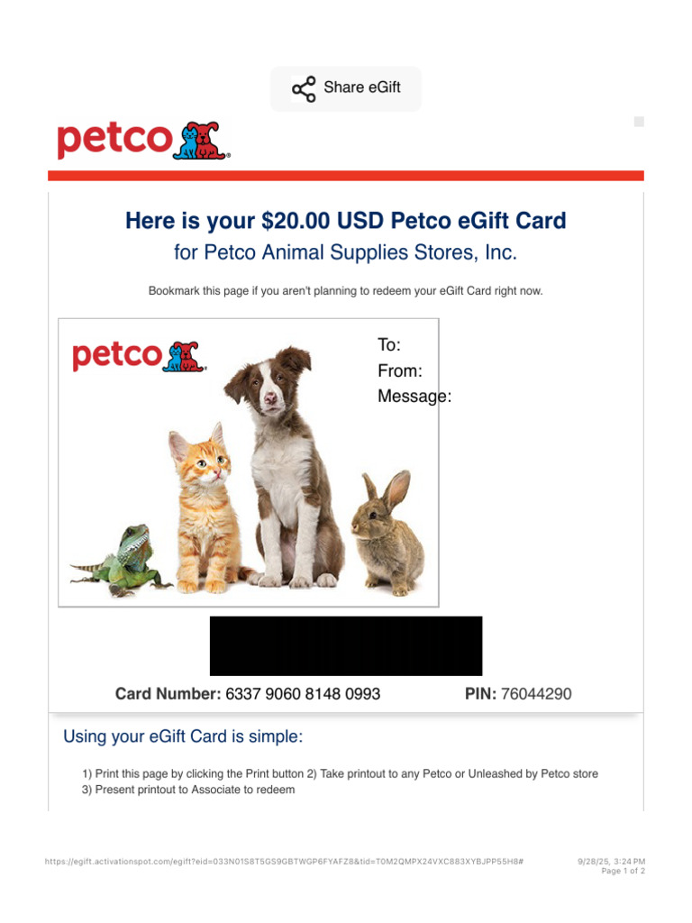 Your Petco EGift Card | PDF