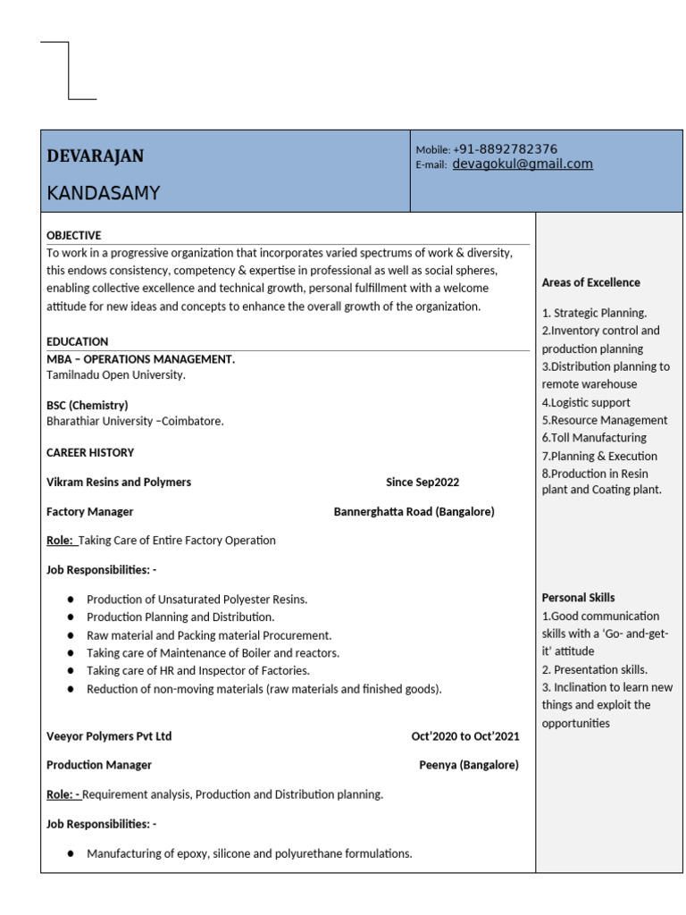 Devarajan Resume | PDF
