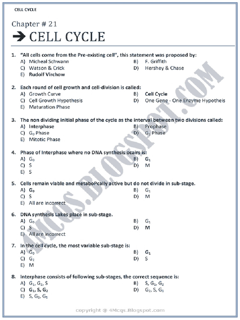 (U) Cell Cycle Mcqs | PDF