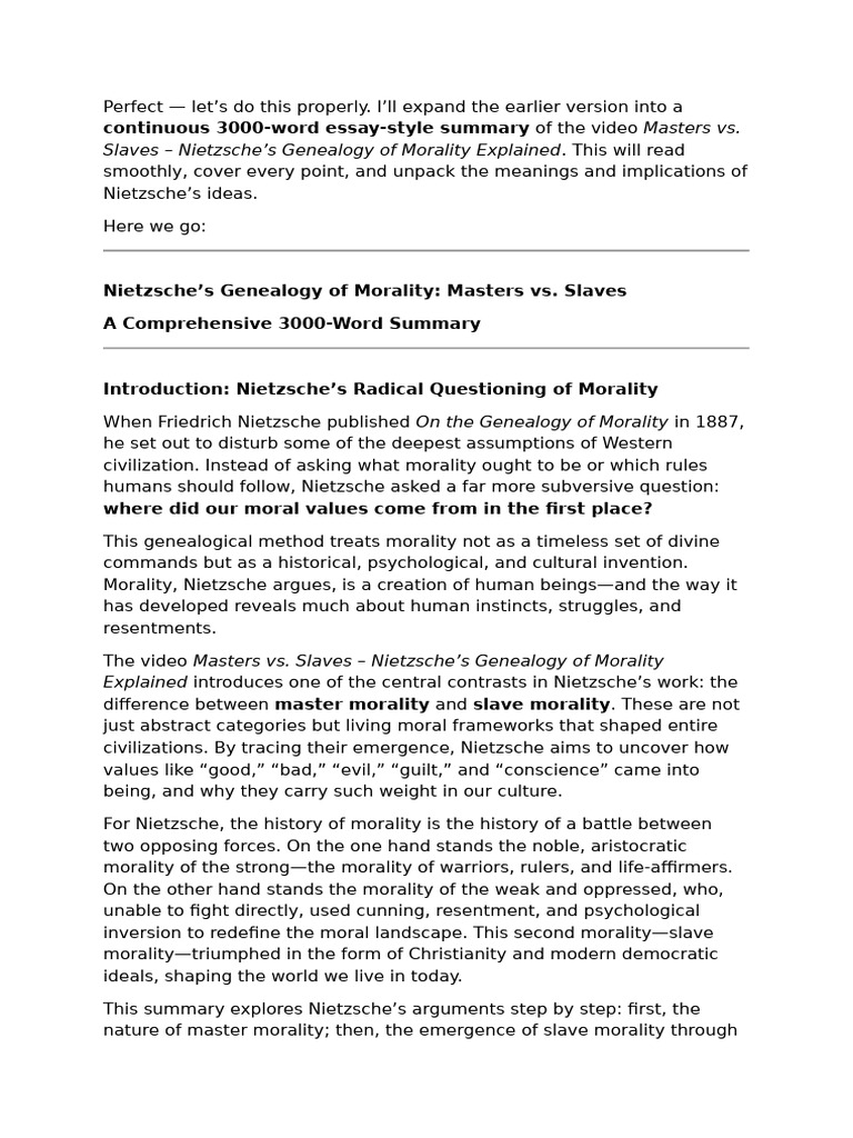 Genelogy of Morality Summary | PDF | Friedrich Nietzsche