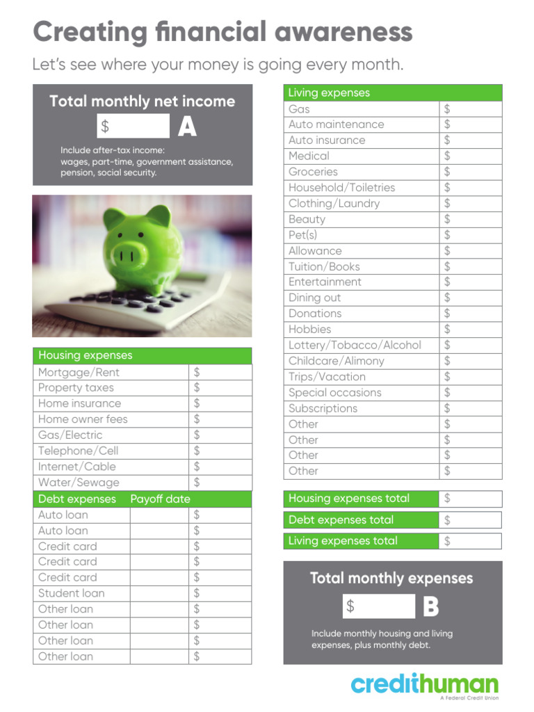 Credit Human Spending Plan Worksheet | PDF | Expense | Debt