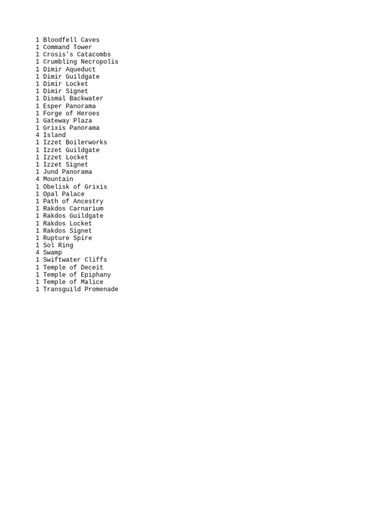 Grixis Color Mana Base Cards List | PDF