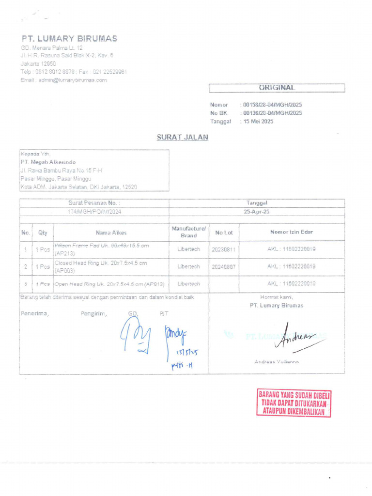 Surat Jalan 00158 | PDF