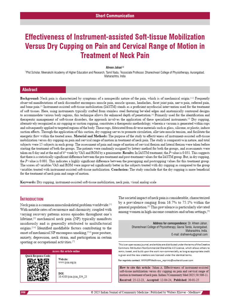 Effectiveness of Instrument Assisted Soft Tissue Mobilization Versus ...