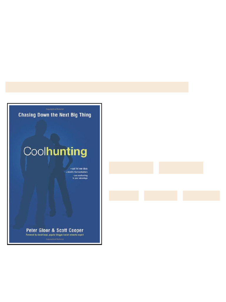Coolhunting Chasing Down the Next Big Thing First Edition Peter Gloor ...