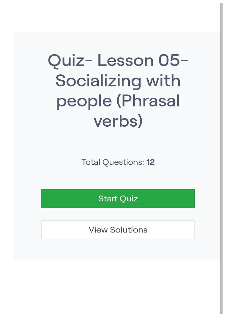 05) ? Quiz - Lesson 05 - Socializing With People | PDF