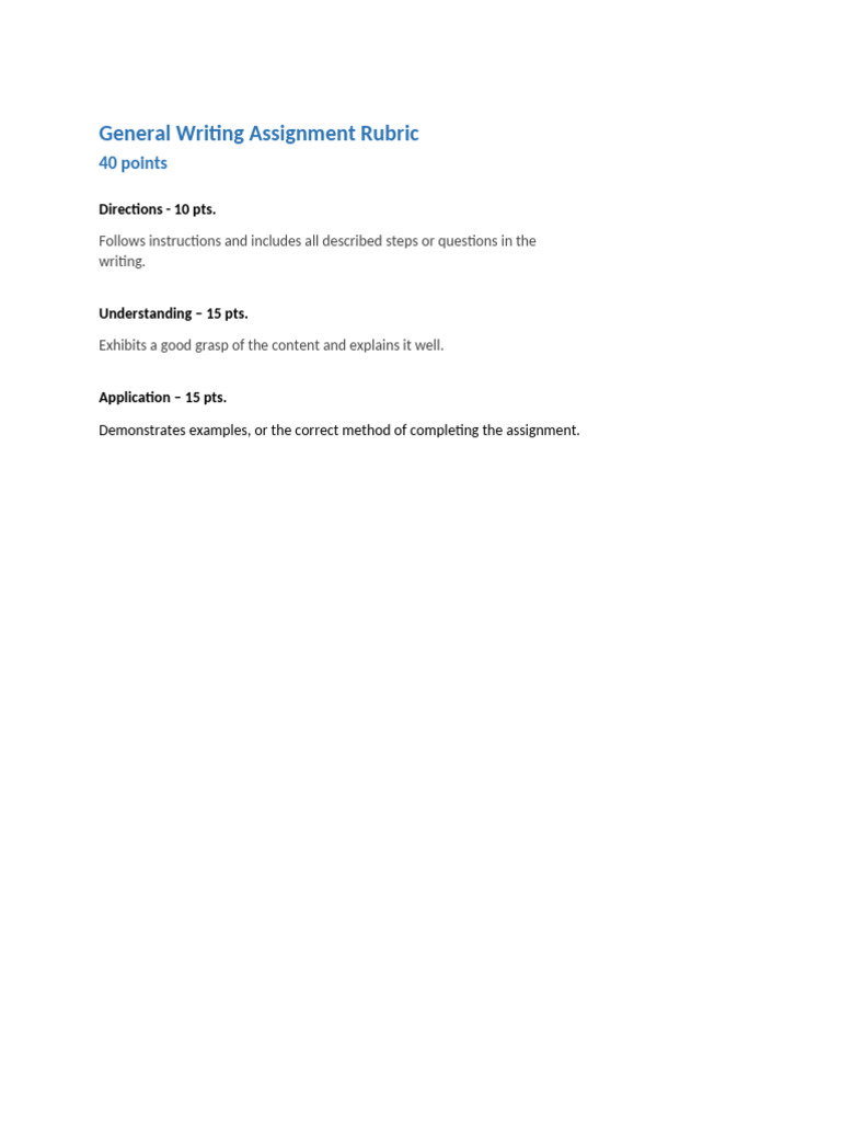 Writing Assignment Grading Rubric | PDF