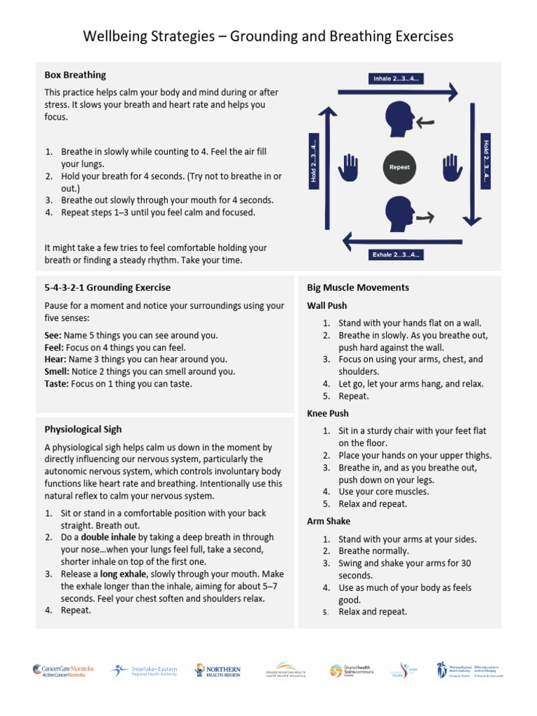 Wellbeing Strategies Grounding and Breathing Exercises | PDF ...
