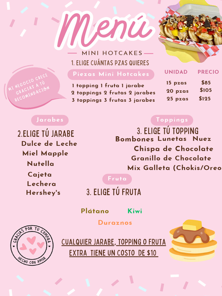 Menú de Mini Hotcakes y Waffles | PDF | Alimentos | Cocina occidental