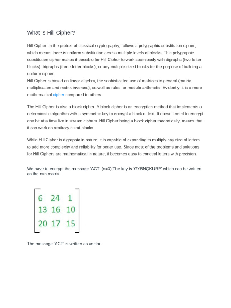 Pract 3 Hill Cipher | PDF