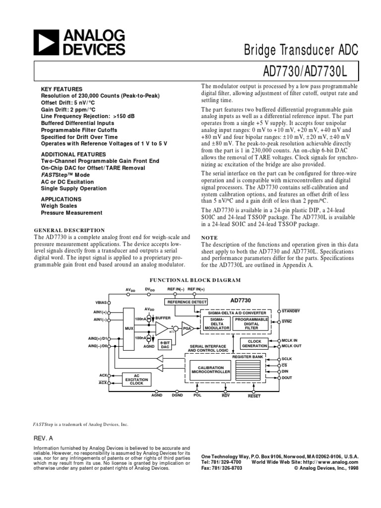 Ad7730 7730L | PDF | Analog To Digital Converter | Electrostatic Discharge