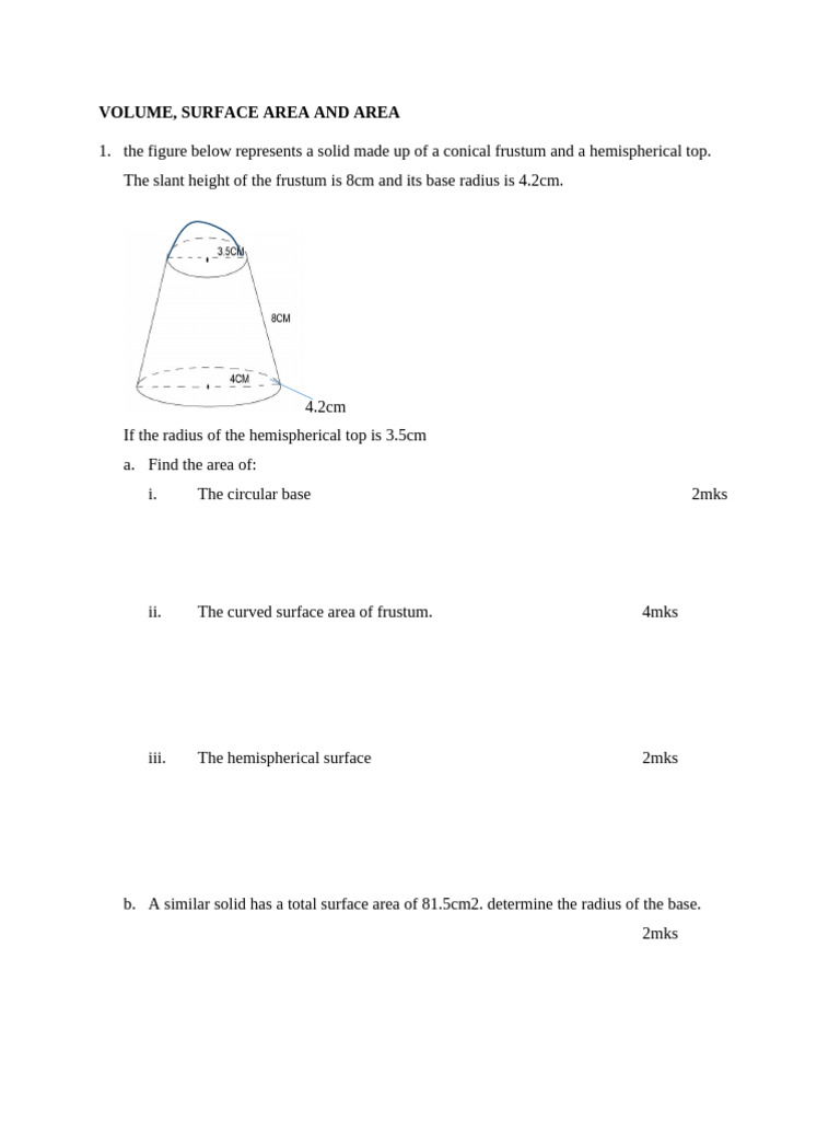 AREA__SURFACE_AREA_AND_VOLUME | PDF | Area | Sphere