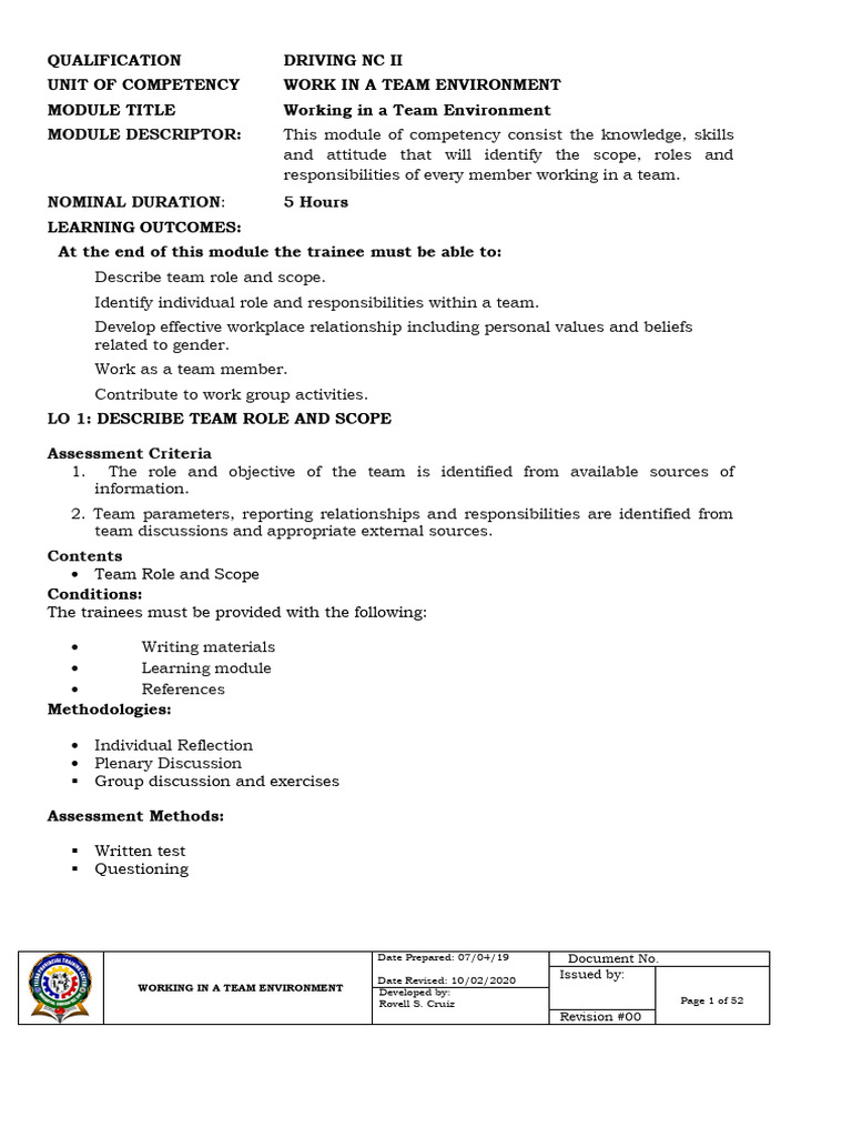 Teamwork Skills and Responsibilities Guide | PDF | Goal | Knowledge