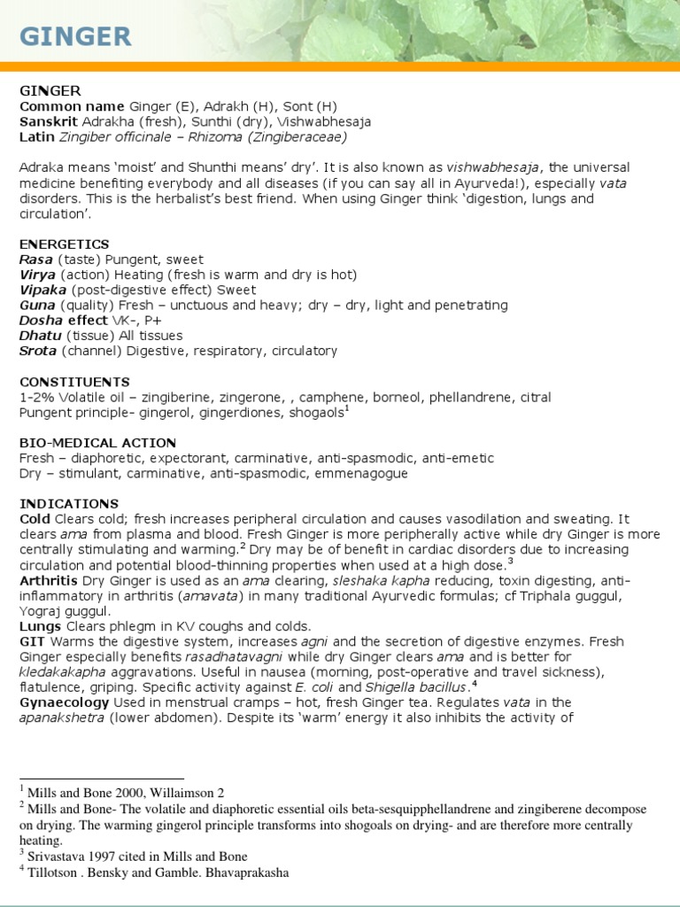 Adrakha (Fresh), Sunthi (Dry) | PDF | Ayurveda | Ginger