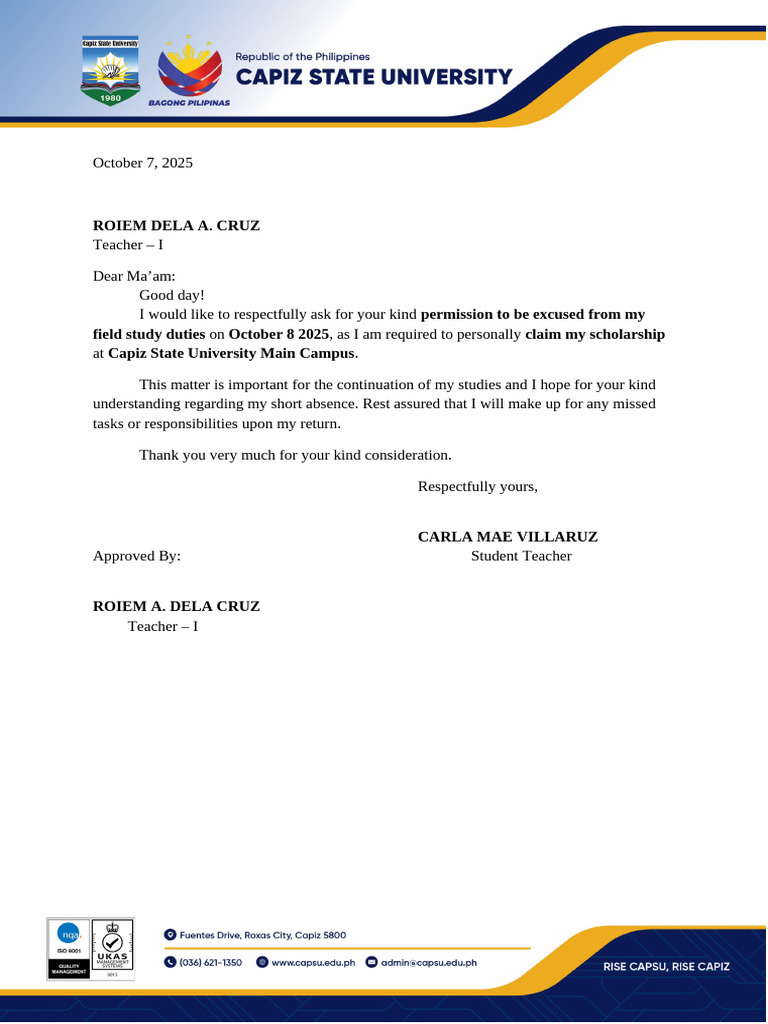 Letter for Scholarship- Carla | PDF