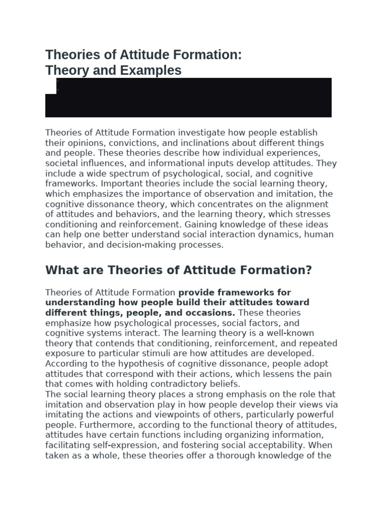 Theories of Attitude Formation Explained | PDF | Attitude (Psychology ...