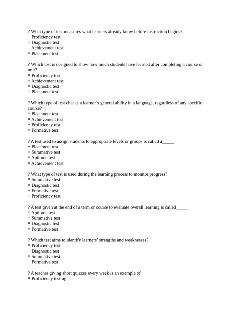 Types of Language Assessment Tests | PDF | Educational Assessment ...