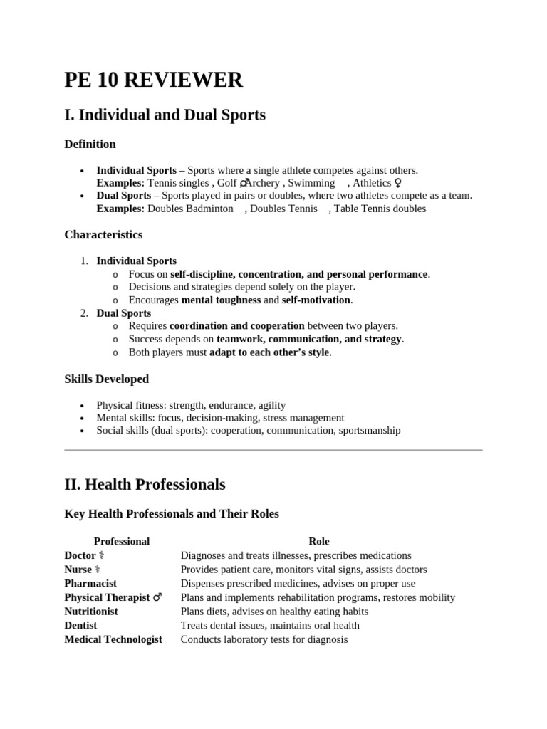 Pe 10 Reviewer | PDF | Health Professional | Health Facility