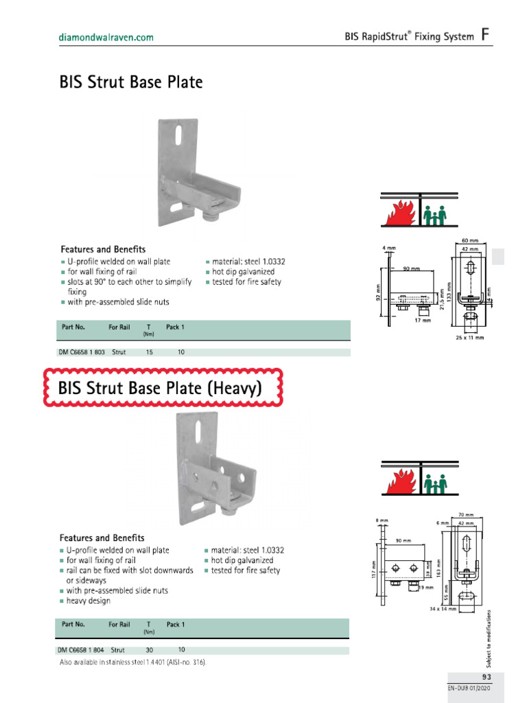 Strut Base Plate (Heavy & Medium) - DMC 6658 1 804 & 805 TDS | PDF