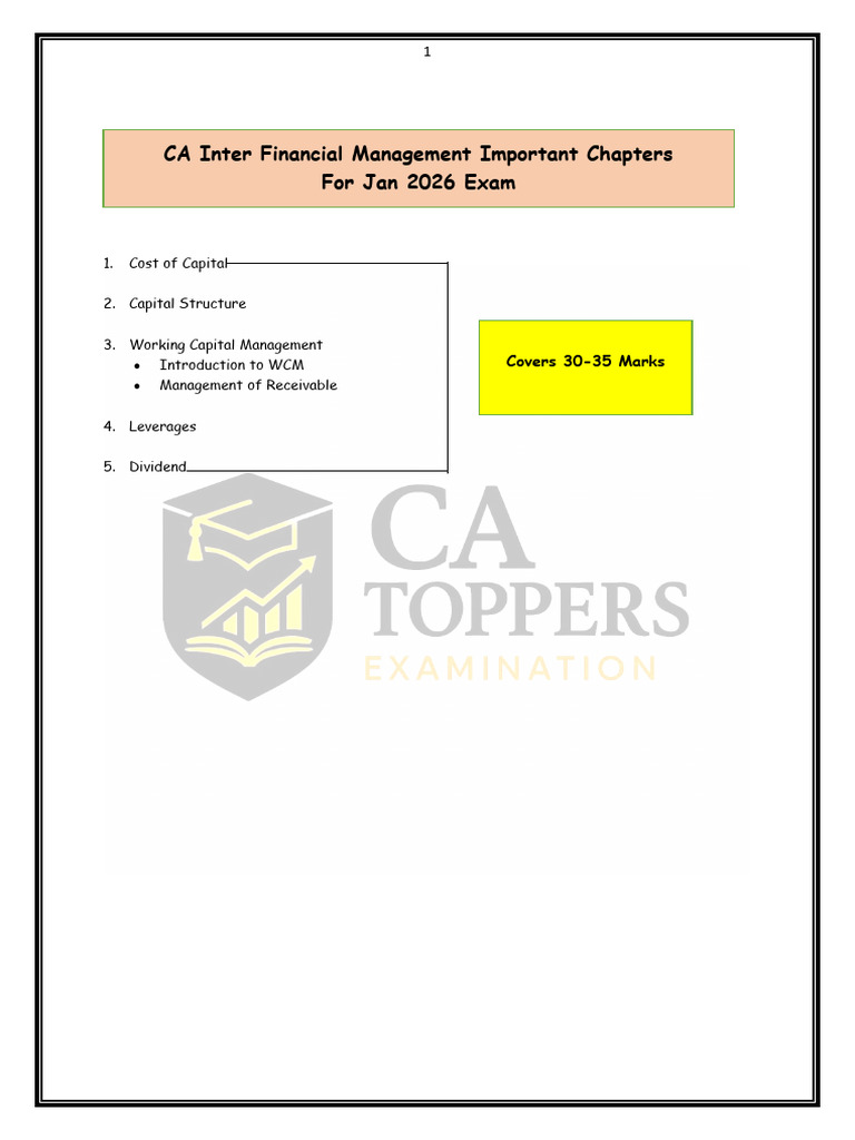 Key Topics for CA Inter Financial Management | PDF