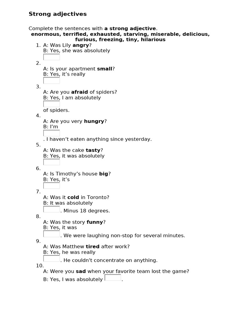 Strong Adjectives | PDF