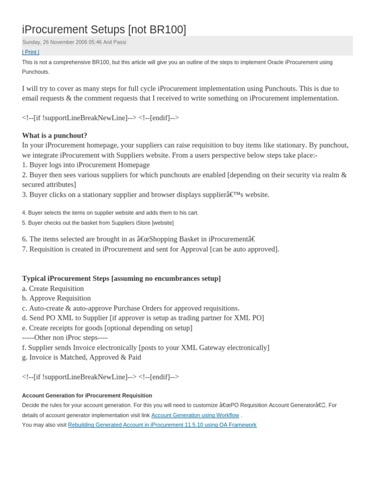 Oracle iProcurement Punchout Setup Guide | PDF | Electronic Data ...