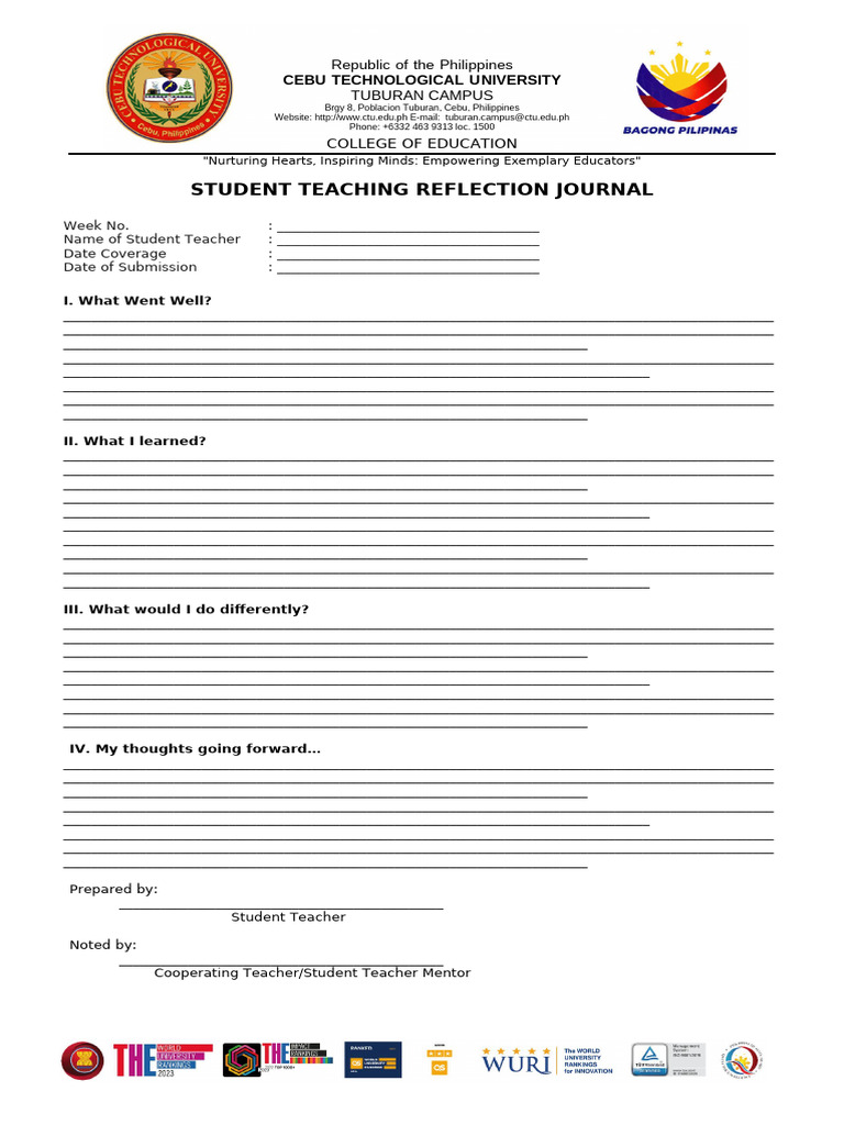 Student Teaching Reflection Journal | PDF | Electricity | Industrial ...