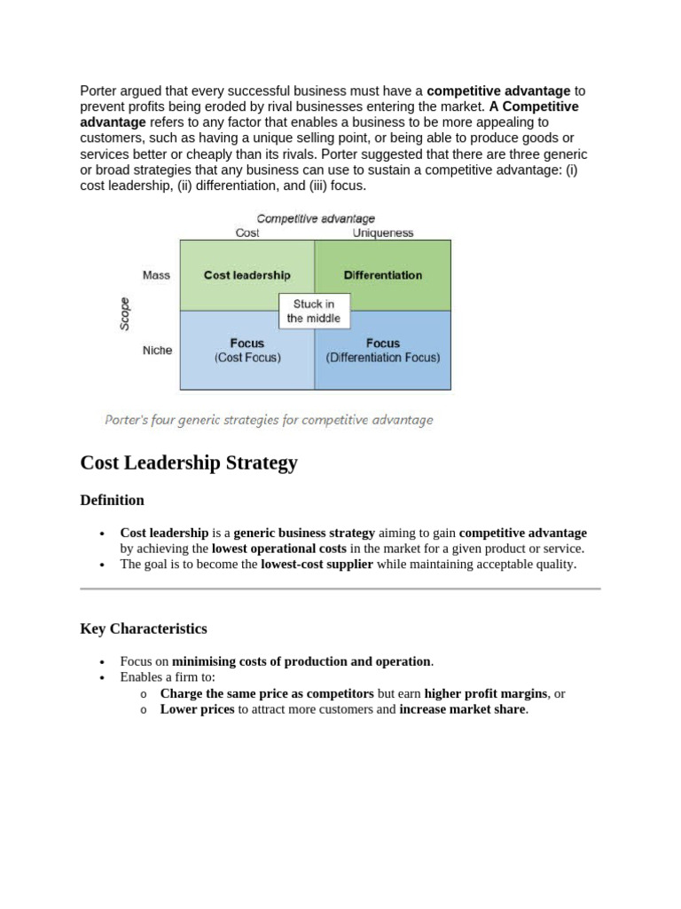 Competitive Advantage Strategies Explained | PDF | Competitive ...