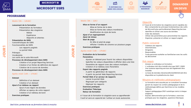 Formation Microsoft SSRS en 2 jours | PDF | Microsoft SQL Server | Internet