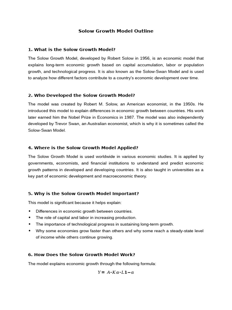 Overview of the Solow Growth Model | PDF | Economic Growth | Economies