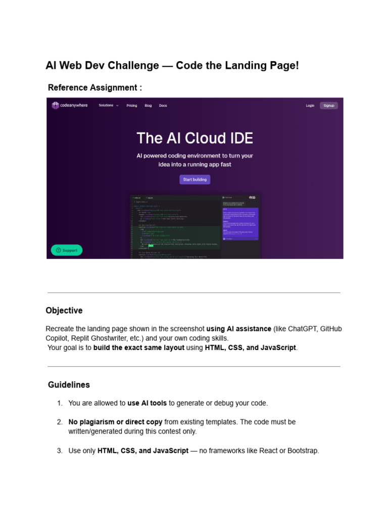 AI-Powered Landing Page Challenge | PDF