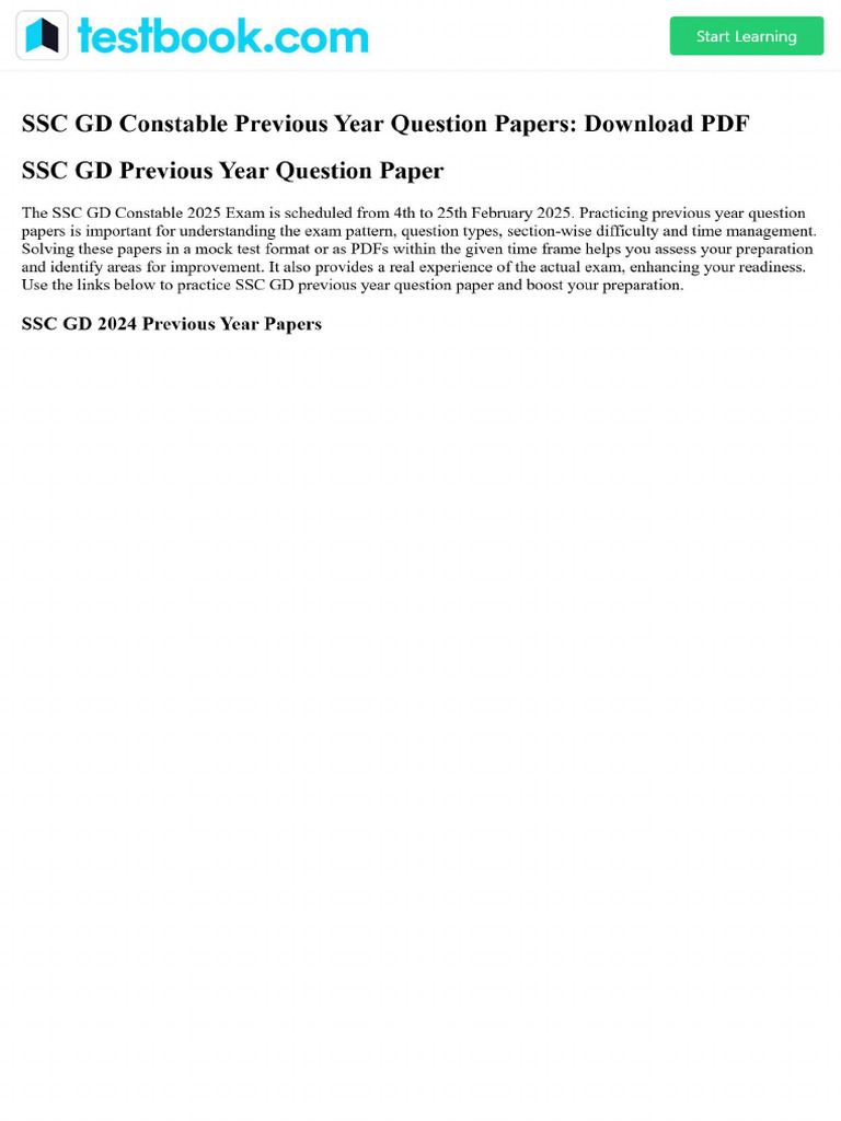 SSC GD Constable Previous Year Question Papers - Download PDF | PDF