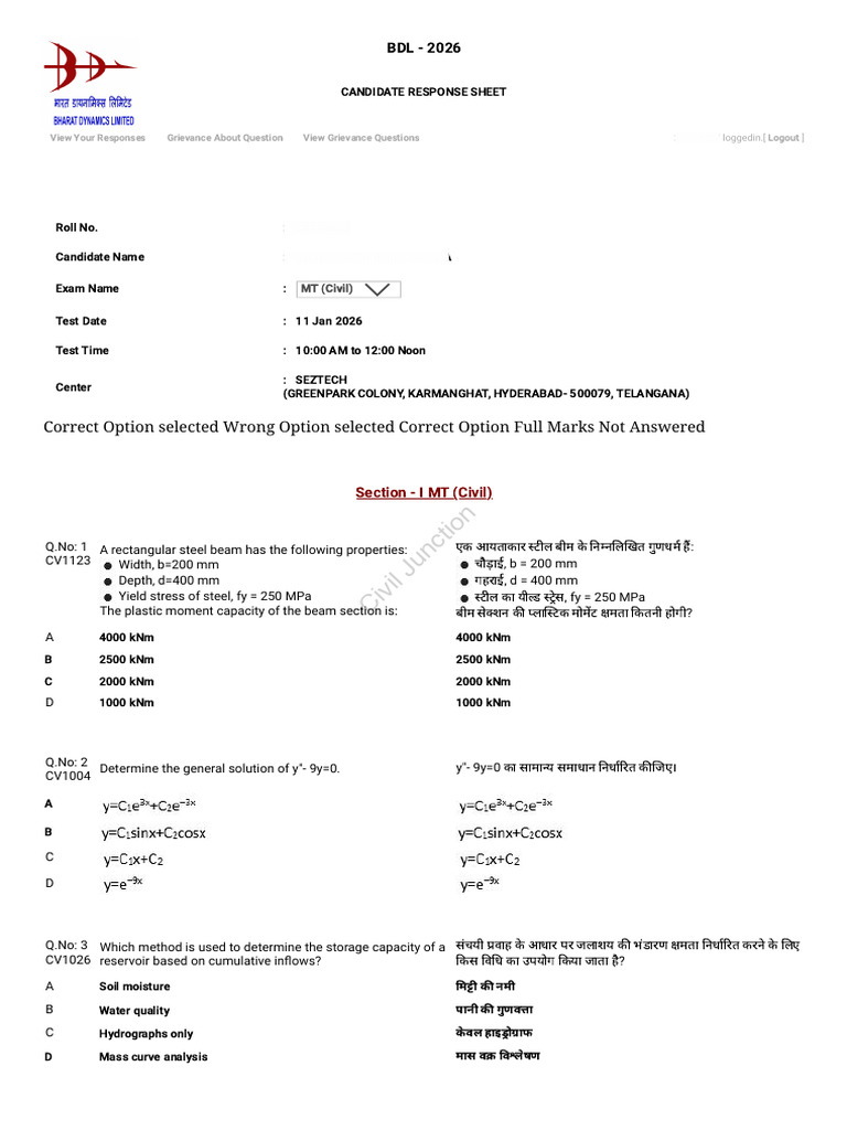 BDL MT Civil 11 January 2026 Paper | PDF