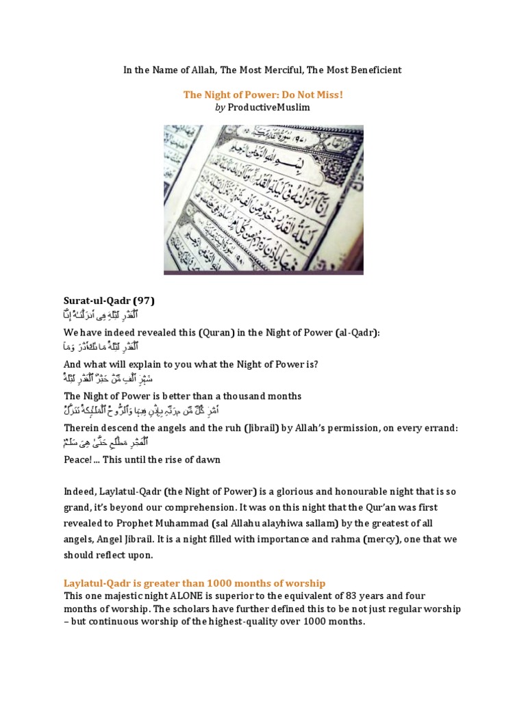 Session 6: The Night of Power | PDF | Religious Behaviour And ...