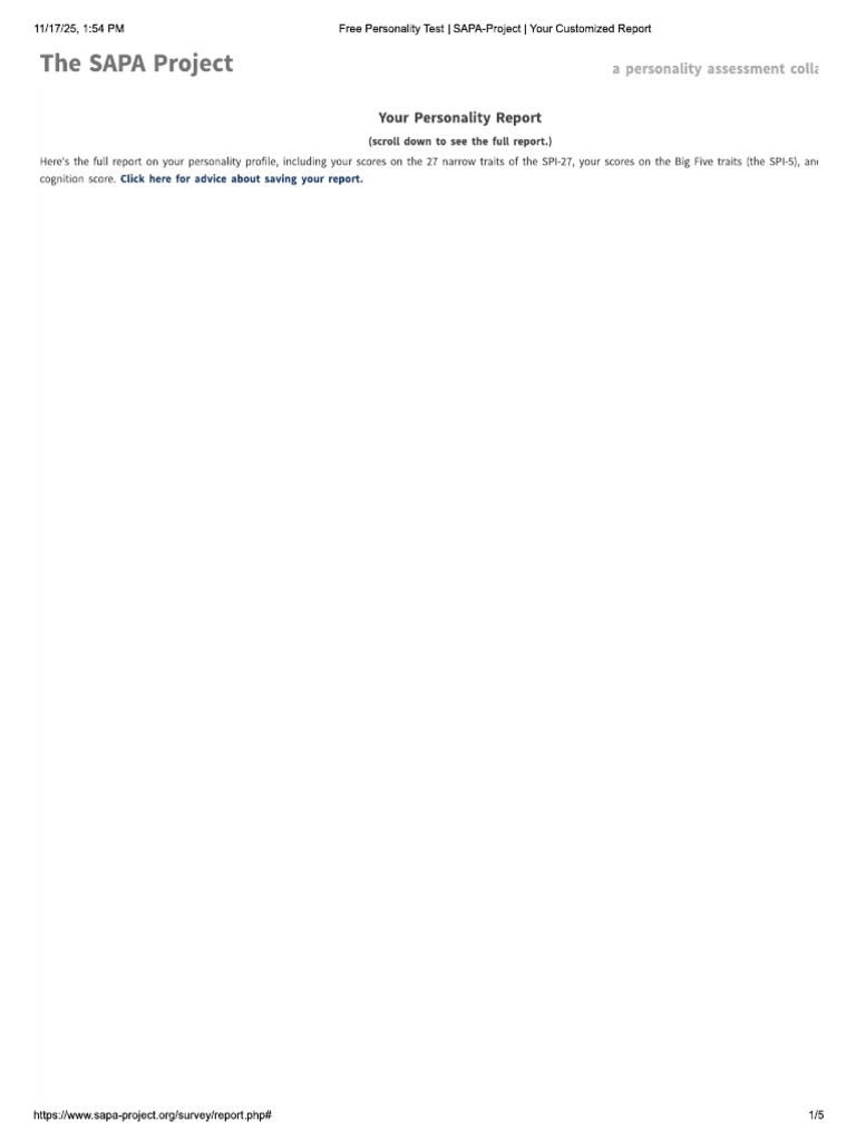 Personality Test Report | PDF