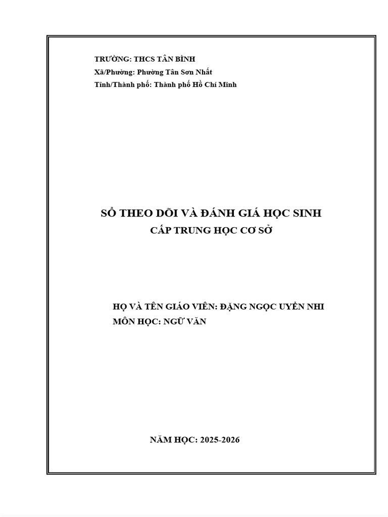 So Diem Bo Mon Dangngocuyennhi Hk1 2025-2026 | PDF