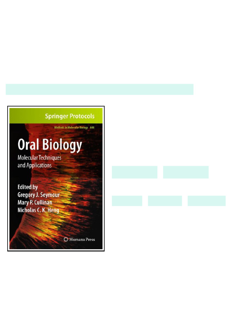 Oral Biology Molecular Techniques and Applications 1st Edition Bruce J ...