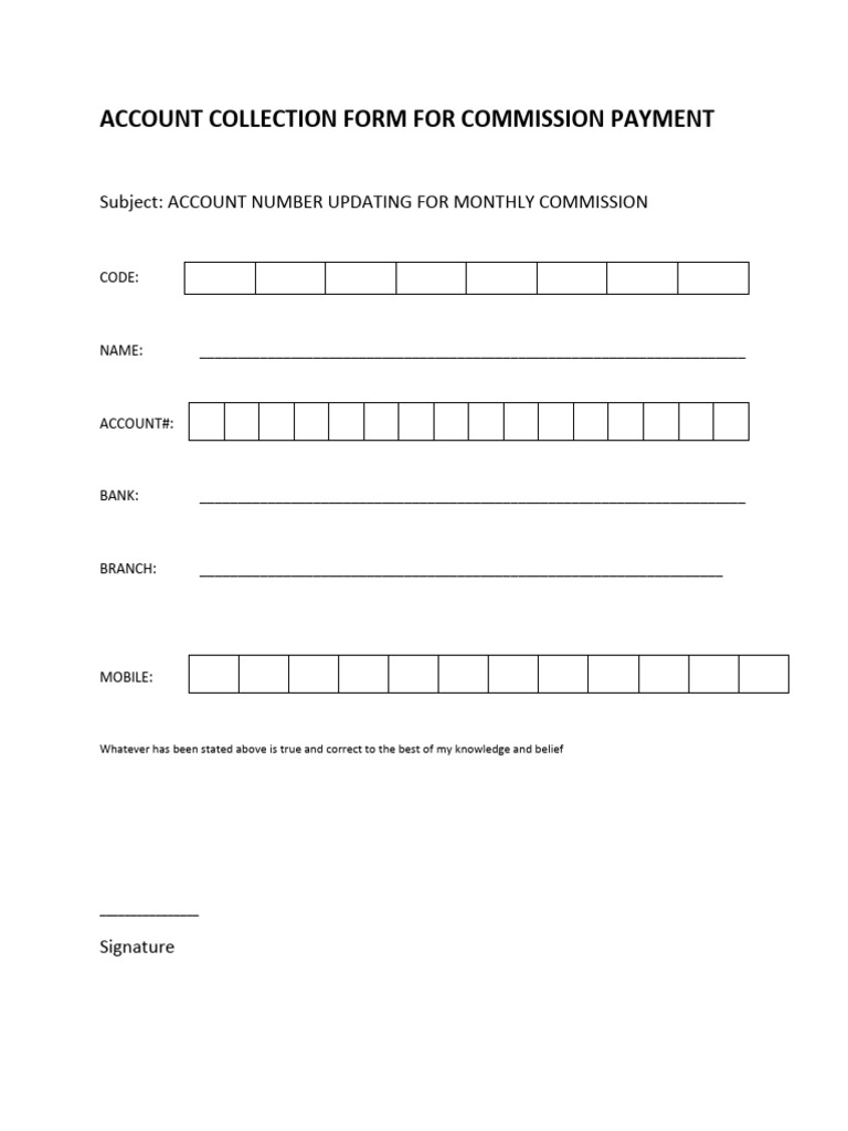 Commission Payment Account Update Form | PDF