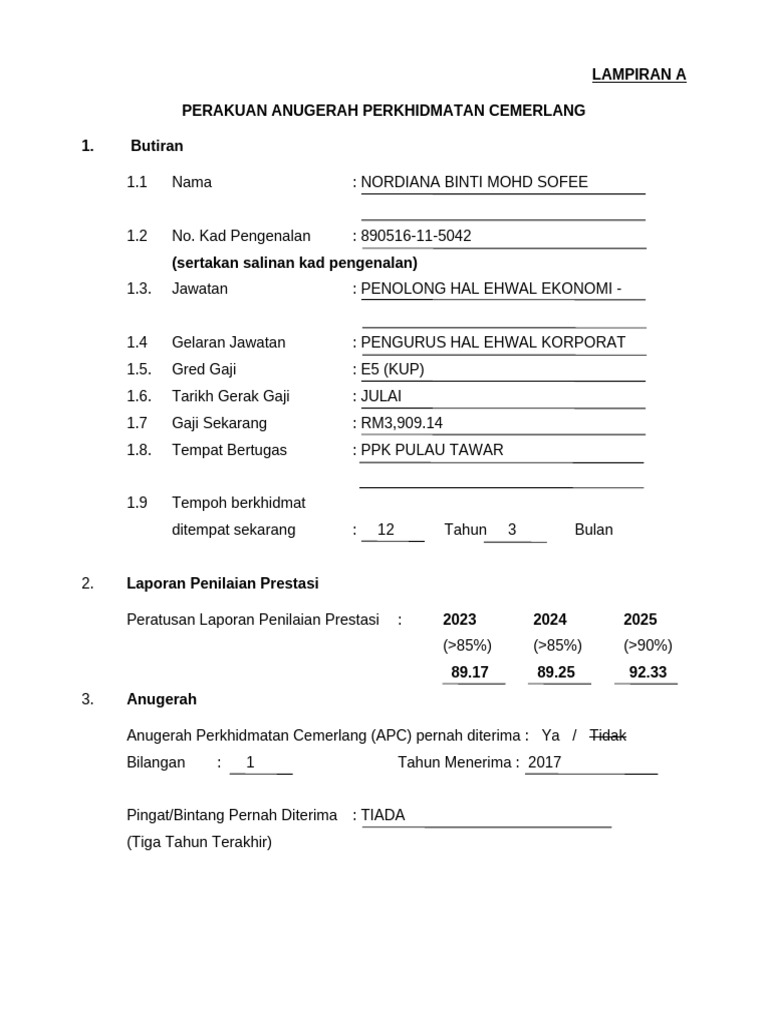 BORANG APC TAHUN 2025 - Latest | PDF