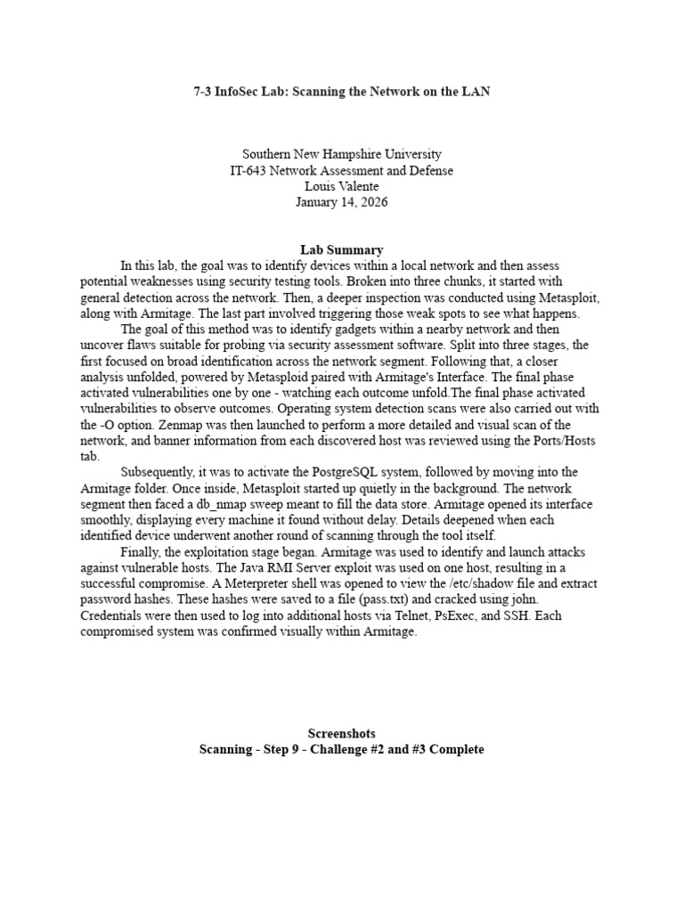 Network Scanning and Exploitation Lab | PDF | Computing | Computer Security