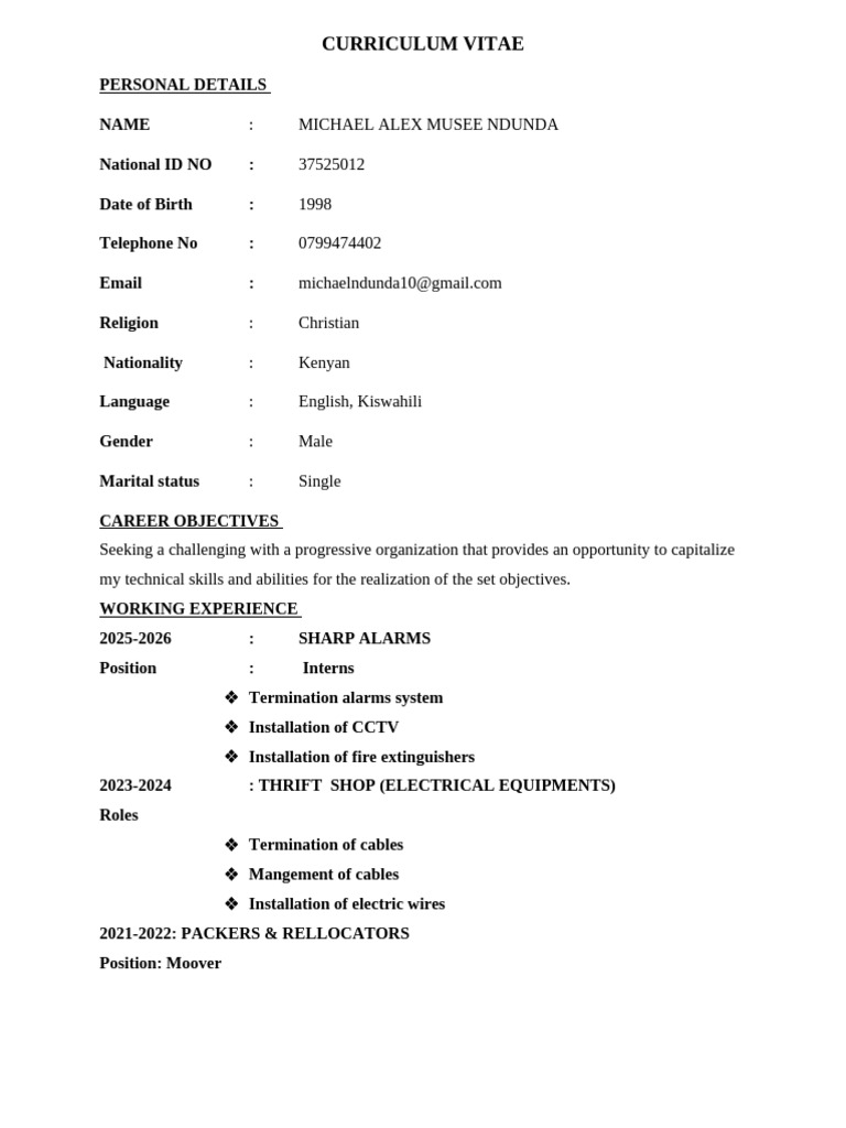 Michael Alex CV | PDF