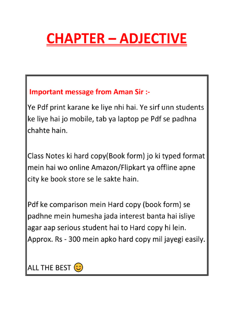 Adjective Notes | PDF