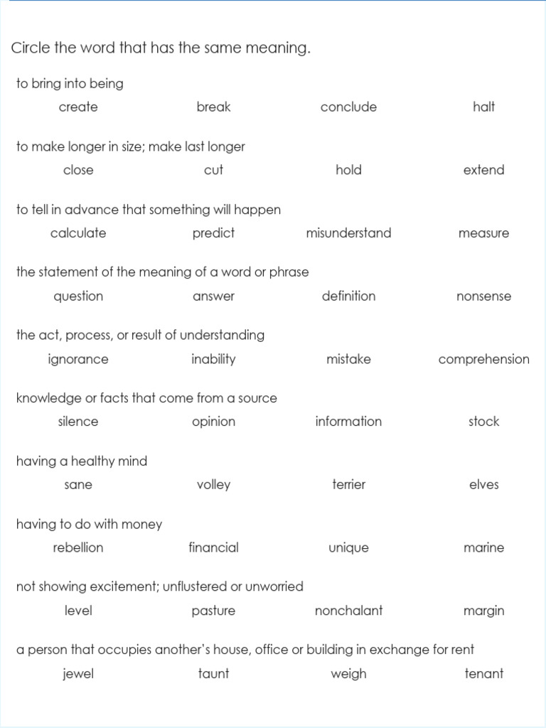 Grade 5 Words Meanings 2 Cropped | PDF | Cognitive Science | Learning