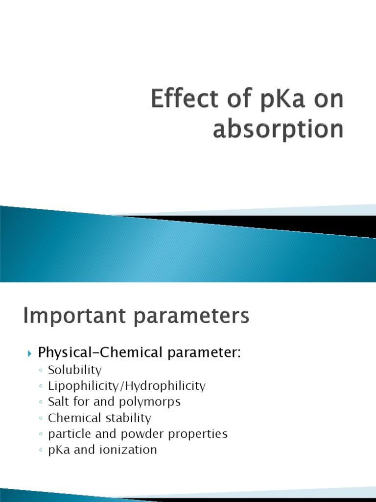 pKa, log P, log D and absorption | Acid Dissociation Constant | Ph