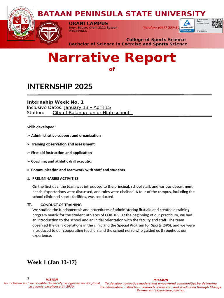 Narrative Report | PDF | Learning