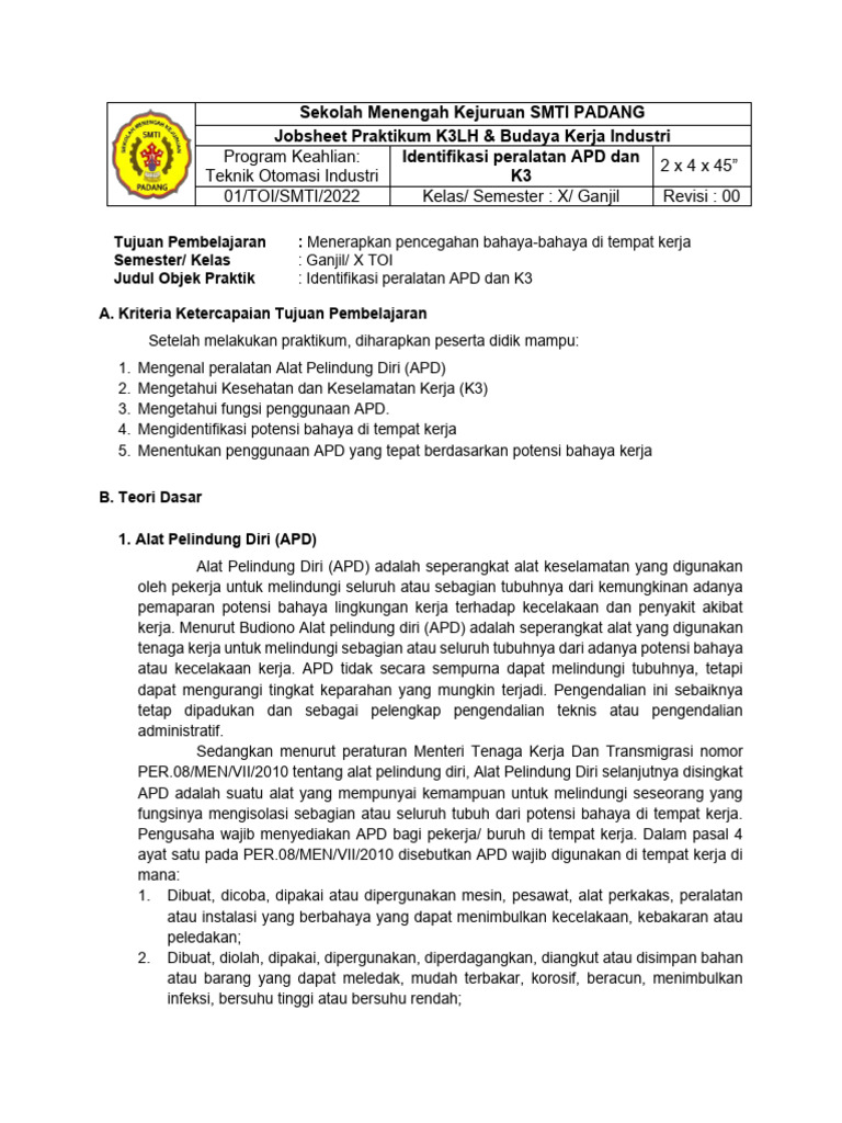 Identifikasi APD dan K3 di Industri | PDF